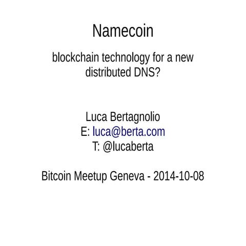 Namecoin and distributed DNS | ODP