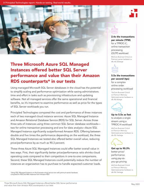 Three Microsoft Azure Sql Managed Instances Offered Better Sql Server Performance And Value Than