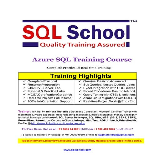 Azure Sql Database Dev Live Online Training Pdf 