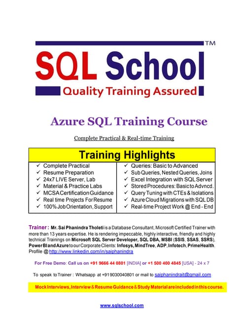 Azure Sql Database Dev Live Online Training Pdf