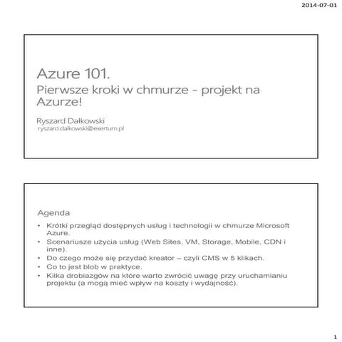 Azure 101 warsztat v 1.1 | PDF
