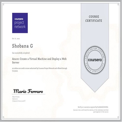 Azure Create A Virtual Machine And Deploy A Web Coursera 6 10 21 Pdf