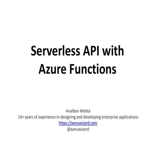 Serverless Api With Azure Functions Ppt