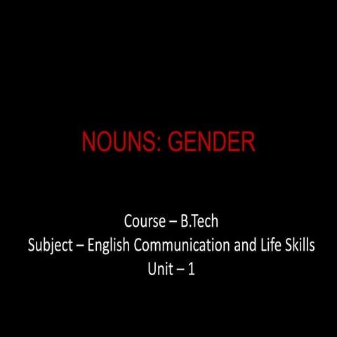 Gender of Nouns - Masculine, Feminine, Common, and Neuter | PPTX