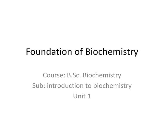 Introduction to biochemistry | PPT