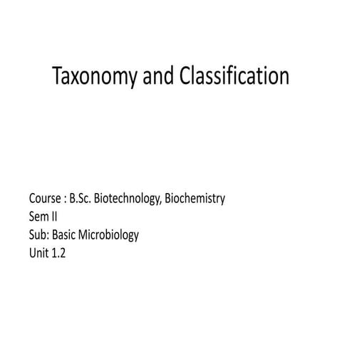 B.Sc. Biotech Biochem II BM Unit-1.2 Taxonomy and Classification | PPTX