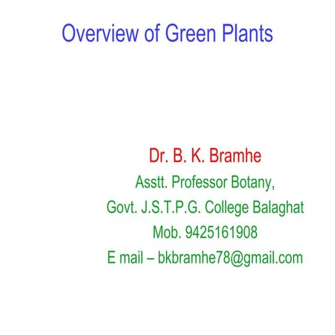 Overview of Green Plants | PPT