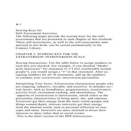 B-1Scoring Keys for Self-Assessment ActivitiesThe foll.docx