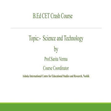 B.Ed CET Science and Technology MCQ's | PPT