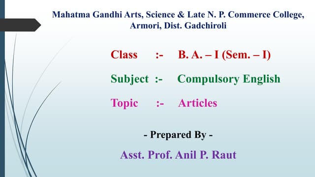 Ppt on article by manish kumar | PPT