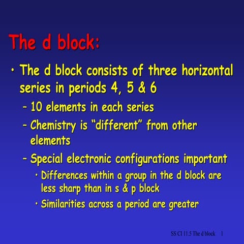 B.sc ii chemistry of d block elements (v) | PPT | Chemistry | Science