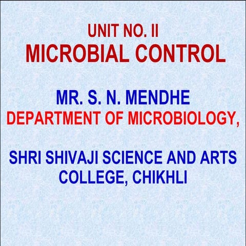 B. sc. i (sem ii) unit no. 2 microbial control ppt | PPT
