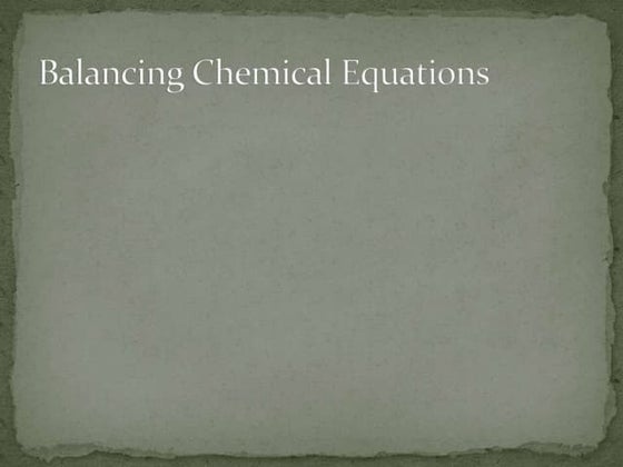 Balancing chemical equation | PPT