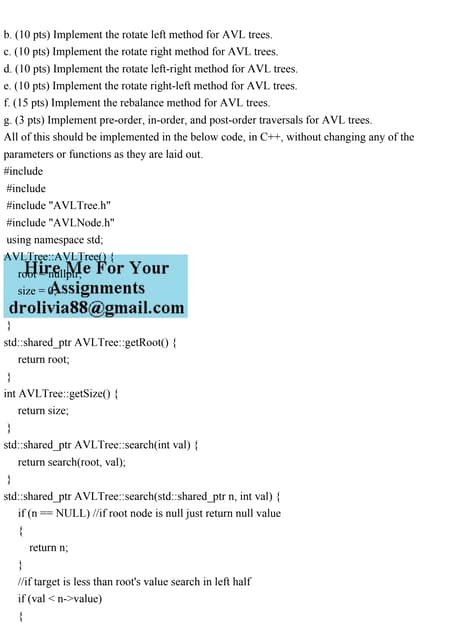 b. (10 pts) Implement the rotate left method for AVL trees.c. (10 .pdf b. (10 pts) Implement the rotate left method for AVL trees.c. (10 .pdf