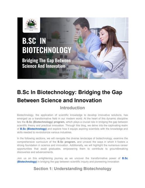 B.Sc. Biotechnology Hons. | PPTX