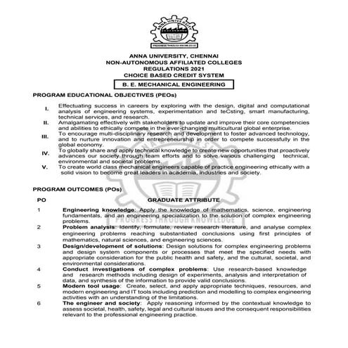 B.E.Mech.pdf for regulation 2021 anna university students | PDF