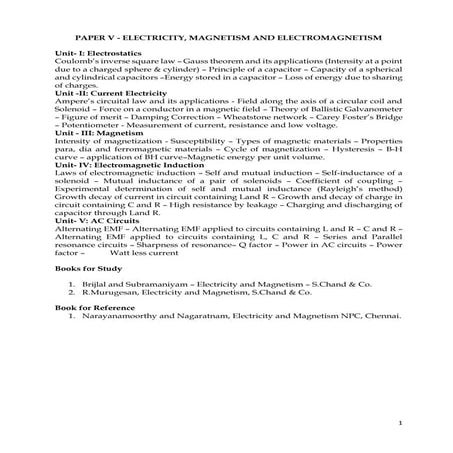 Physics -Electricity and magnetism COURSE | PDF