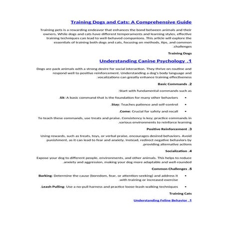 Training Your Dogs And cats and learning | DOCX