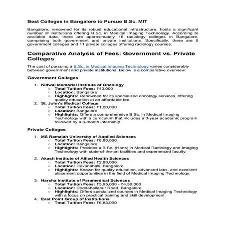 Best Colleges in Bangalore to Pursue B.Sc. MIT | DOCX