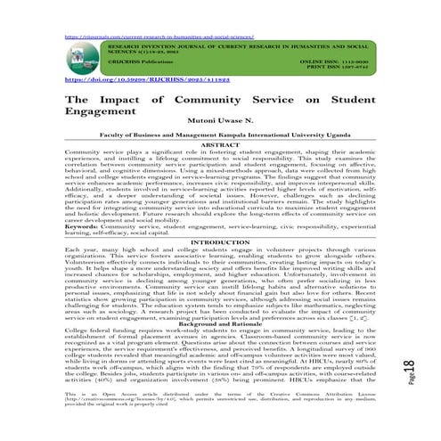 The Impact of Community Service on Student Engagement (www.kiu.ac.ug) | PDF