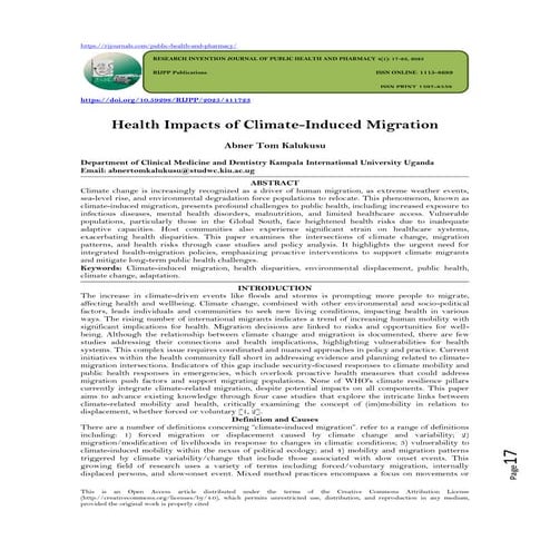Health Impacts of Climate-Induced Migration (www.kiu.ac.ug) | PDF