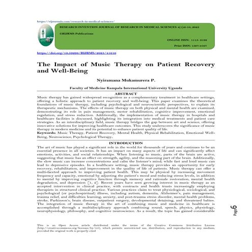 The Impact of Music Therapy on Patient Recovery and Well-Being (www.kiu ...