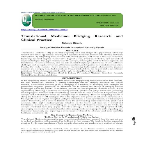 Translational Medicine: Bridging Research and Clinical Practice (www ...