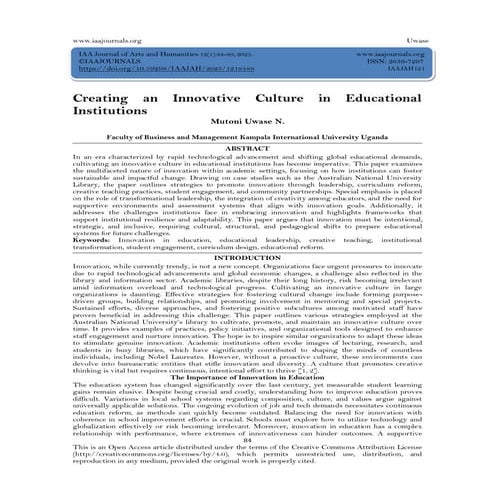 Creating an Innovative Culture in Educational Institutions (www.kiu.ac ...