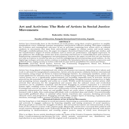 Art and Activism: The Role of Artists in Social Justice Movements (www ...