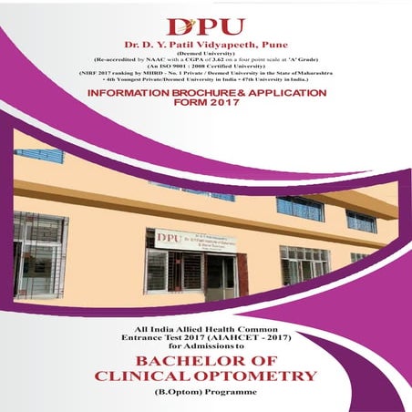 Optometry course details | Admissions open for 2017 | PPTX