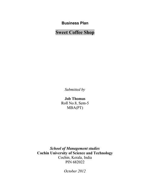 Coffee shop business plan example | PDF