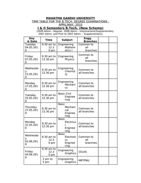 3rd Sem time table | PDF