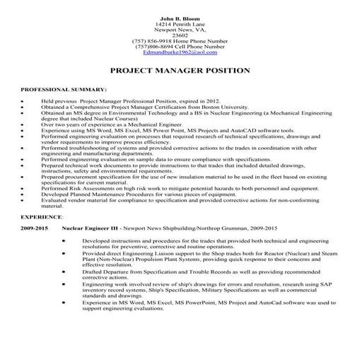 Project Manager Resume | PDF