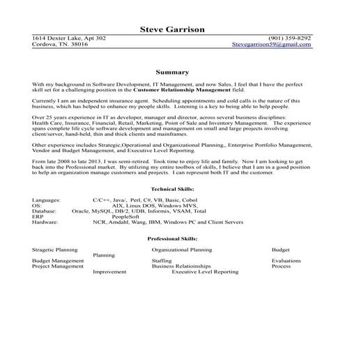 Steve Garrison Resume | DOC