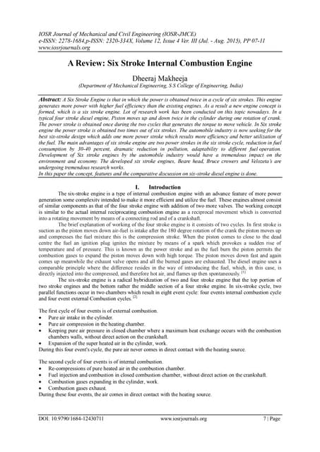 Analysis And Review Of Six Stroke Internal Combustion Engine | PDF