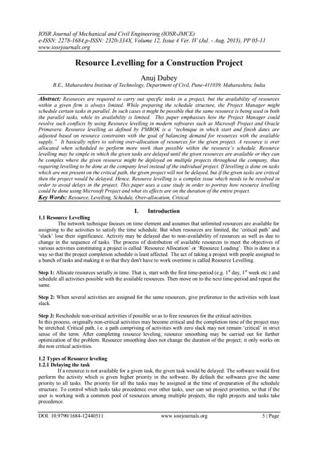 6.5 Resource Leveling and Resource Smoothing | PPT