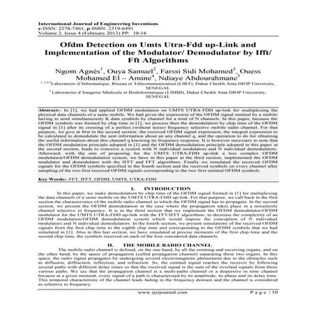 Ofdm Detection On Umts Utra Fdd Up Link And Implementation Of The Modulator Demodulator By Ifft