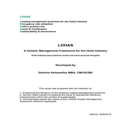 LOHAS A Holistic Management Framework for the Hotel Industry v3 | PDF