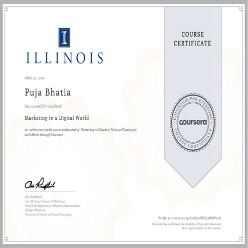 Coursera certificate | PDF | College Education | Education