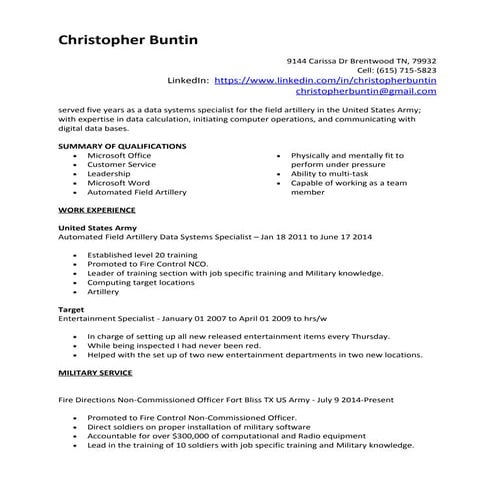 Buntin resume | DOC | Technology & Computing