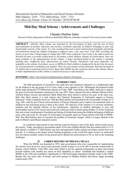 MID DAY MEAL SCHEME | PDF | Nutrition | Healthy Living