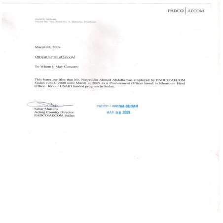 Experience Certificate PADCO AECOM | PDF