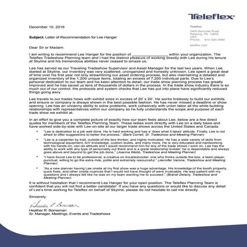 Teleflex Recommendation | PDF