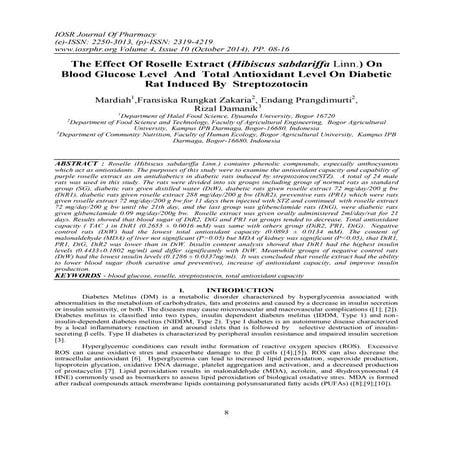 The Effect Of Roselle Extract (Hibiscus Sabdariffa Linn.) On Blood ...