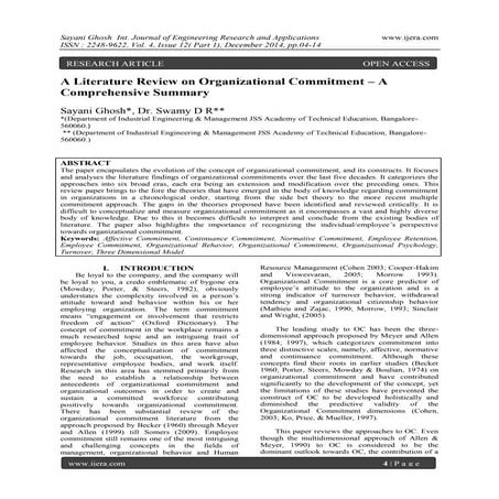 A Literature Review on Organizational Commitment – A Comprehensive ...