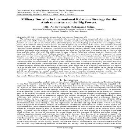 Military Doctrine in International Relations Strategy for the Arab ...