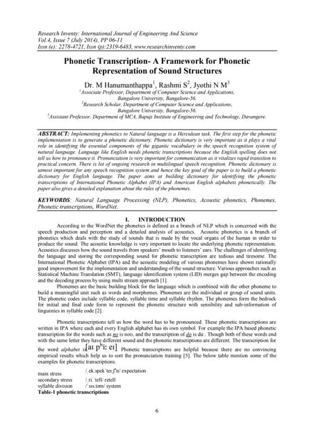 The distribution of (vowels and consonants) sounds (initial, medial ...