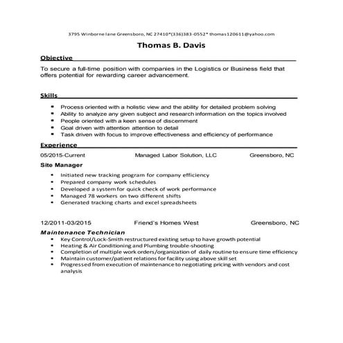 Tymel Smith Resume 1 | DOCX