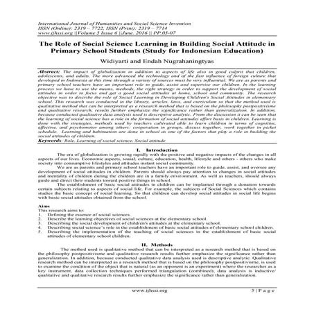 The Role of Social Science Learning in Building Social Attitude in ...