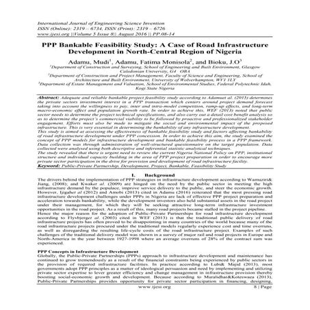 PPP Bankable Feasibility Study: A Case of Road Infrastructure ...